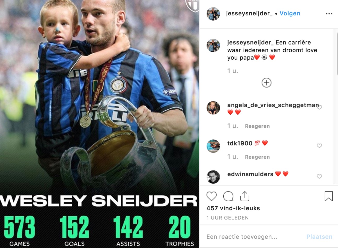 Zoontje Wesley Sneijder zet vader in het zonnetje - Weekend Online
