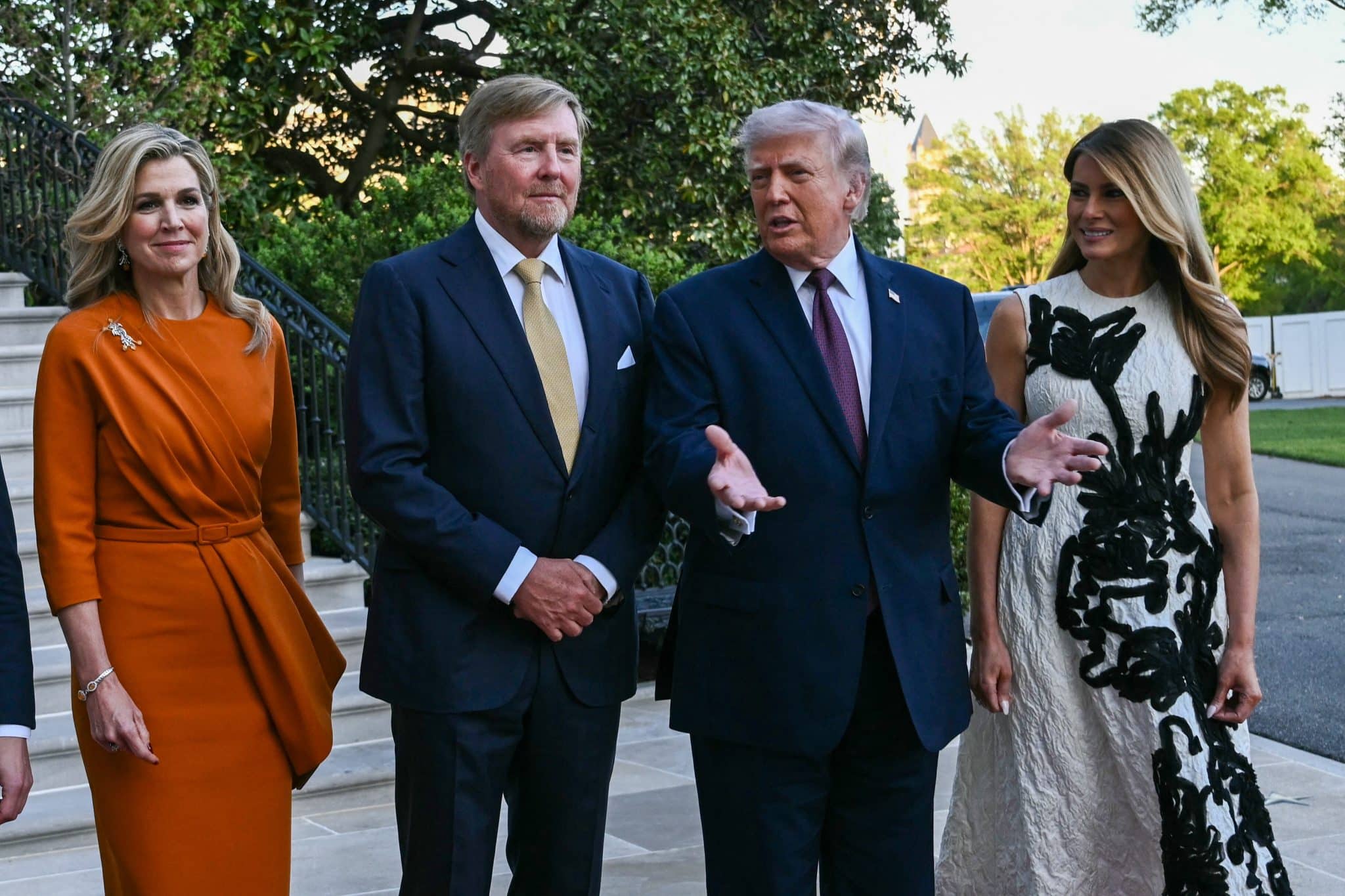 Willem-Alexander, Máxima en Jetten in gesprek met Trump in Witte Huis